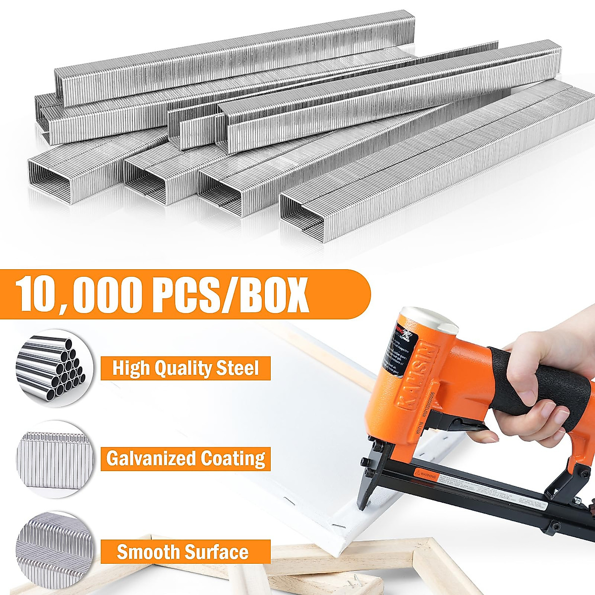 Kimsing 7106 22 Gauge 71 Series Galvanized Upholstery Staples, 3/8-inch Crown 1/4-inch Leg Length, Fasteners for Fine Wire Stapler (1 Box)