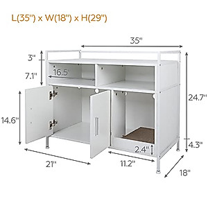 YUSING Litter Box Enclosure, Cat Litter Box Furniture Hidden, Cat Washroom Bench Storage Cabinet Large with Double Doors and Open Shelf for Bedroom, Living Room