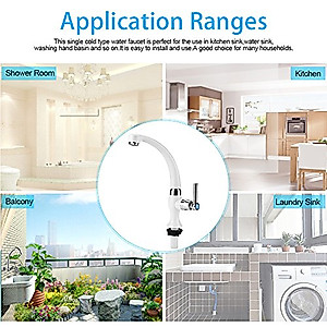 Plastic Tap,Bathroom Kitchen Sink Faucet ABS Plastic Single Handle Bar Faucet Cold Water Faucet Water Tap for Kitchen Sink Bathroom Basin Bathtub Mop Pool G1/2(Straight Handle)