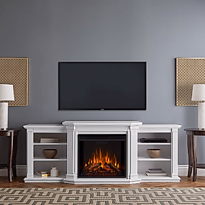 Real Flame 7930E-W Entertainment Valmont Electric Fireplace in White, Large