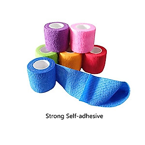 Transun Moo 6 Pack 2" x 5 Yards Self Adhesive Bandage Wrap Breathable Cohesive Vet Wrap for Pets, Elastic Self-Adherent Tape for Sports, Wrist, Ankle (Mixed Colors)