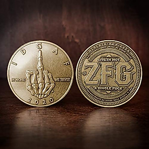 ZFG Inc. IDGAF Middle Finger Reminder Coin, Bronze Color, Collectible Challenge Coin, 1-Count
