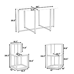 Merax Metal Dining Room Table Set with Chairs for 6 Space Saving, 7 Piece Kitchen Dining Table and Chairs, Black White