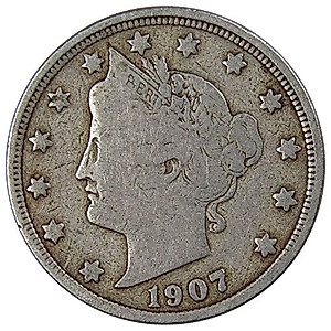 1907 Liberty Head V Nickel 5 Cent Piece AG About Good 5c US Coin Collectible