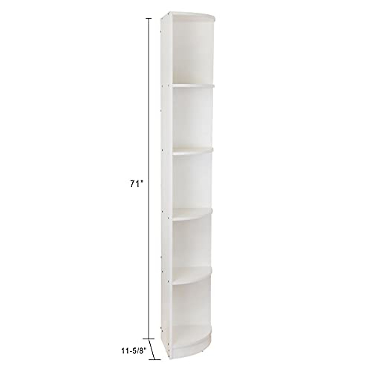 ICE ARMOR 5 Tier Corner Bookcase Wooden Display Bookshelf Storage Rack Multipurpose Shelving Unit for Living Room Home Office in White Wood