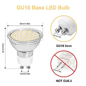 GU10 LED Light Bulbs Dimmable Daylight White 5000K 4W 2 Prong Light Bulbs Halogen Replacement Lamp 50W 40W MR16 (GU10 Base) Spotlight Track Lighting Bulb, 450LM 120° Flood Beam Angle, Pack of 6