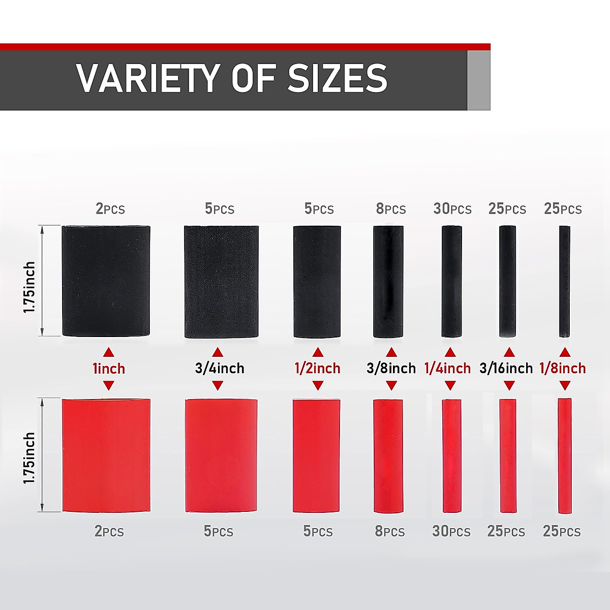 gunhunt 200 PCS Double-wall Tube Heat Shrink Tubing Box Set, Vehicle PE Wiring Protection Sleeve Set, Used to Insulate and Protect Wires, Cables, Connectors and Components (Black & Red)