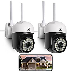 Security Camera Outdoor 2 Pack, 2.4G/5G WiFi 360° PTZ Security Cameras Outdoor for Home Security,Night Vision, Human PIR Detection, 2 Way Audio,IP65, Free Cloud Storage