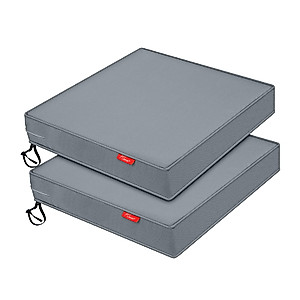 Pcinfuns Outdoor Chair Cushion 22 x 22 x 3 Inch Water Resistant & Fade Resistant Patio Furniture Cushions with Removable Cover and Adjustable Straps Set of 2,Deep Grey