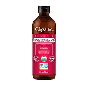 Cliganic Organic Rosehip Seed Oil for Face, 100% Pure | Natural Cold Pressed Unrefined Non-GMO | Carrier Oil for Skin, Hair & Nails