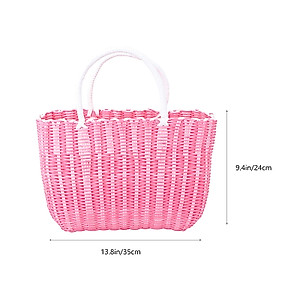 Healvian Handbags Purse Plastic Woven Shopping Basket with Handle Reusable Grocery Shopping Bag Shopping Tote Woven Storage Basket for Travel and Shopping Patricia Nash Patricia Nash Handbags