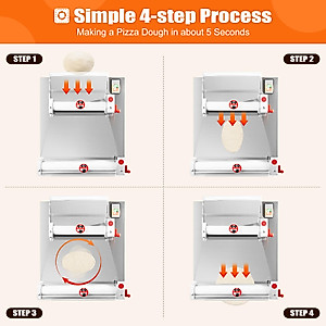 GEYOPMID 4-16" Commercial Pizza Dough Roller Machine, 370W Electric Pizza Dough Roller Sheeter Pastry Press Making Machine Pastry Press Making Machine for Noodle Pizza Bread and Pasta Maker Equipment