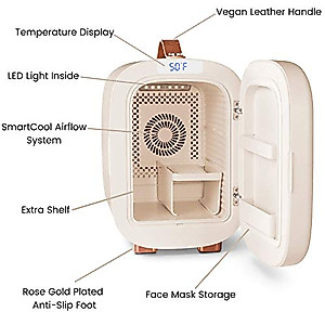 QUBI Mini Fridge, Professional Skincare Fridge, Mini Cosmetics Makeup Fridge, Compact Fridge 5 Liter (Cream White, 5L)