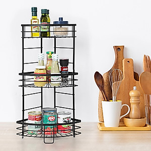 FAGIGY Corner Shower Caddy,3 Tier Shower Organizer Stand,Metal Corner Shelf Baskets for Bathroom,Living Room,Kitchen,Rustproof - Black