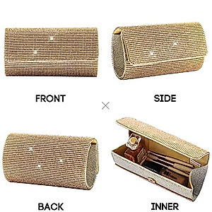 Yokawe Women's Bling Crystals Evening Clutch Bag Sparkly Rhinestone Purse Crossbody Bags Wedding Prom Party Handbags (Gold)