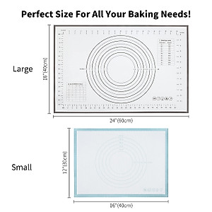 Silicone Baking Mat Kit, Non-Stick Food Grade Silicone Mats Set of 2 Half Sheet Macaron Mats, 6 Piping Tip,2 Piping Bag and 2 Tie Heat Resistant,BPA Free-Reusable Nonstick Liners for Baking Pans