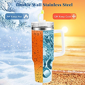 Sublimation Tumblers Blanks Bulk, 4 Pack 40 oz Personalized Insulated Tumbler with Lid & Straw Cover & Handle, Stainless Steel Water Bottle Mug Iced Coffee Cup, Gift for Women Men Party Travel, White