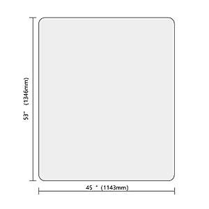 HOMEK Office Chair Mat for Hardwood Floor, 1/8" Thick 53”x 45” Crystal Clear Hard Floor Chair Mat, Transparent Floor Protector Mat Flat Without Curling