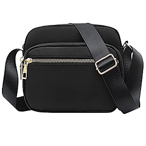 DIHKLCIO Nylon Crossbody Bags for Women Purses and Handbags Women's Casual Messenger Bags Waterproof Black Crossbody Purse (black)