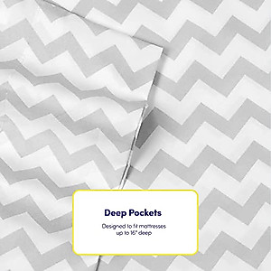 Twin Size Bed Sheets - 4 Piece 1500 Supreme Collection Fine Brushed Microfiber Deep Pocket Twin Sheet Set Bedding - 1 EXTRA PILLOW CASES, GREAT VALUE, Twin, Chevron Gray