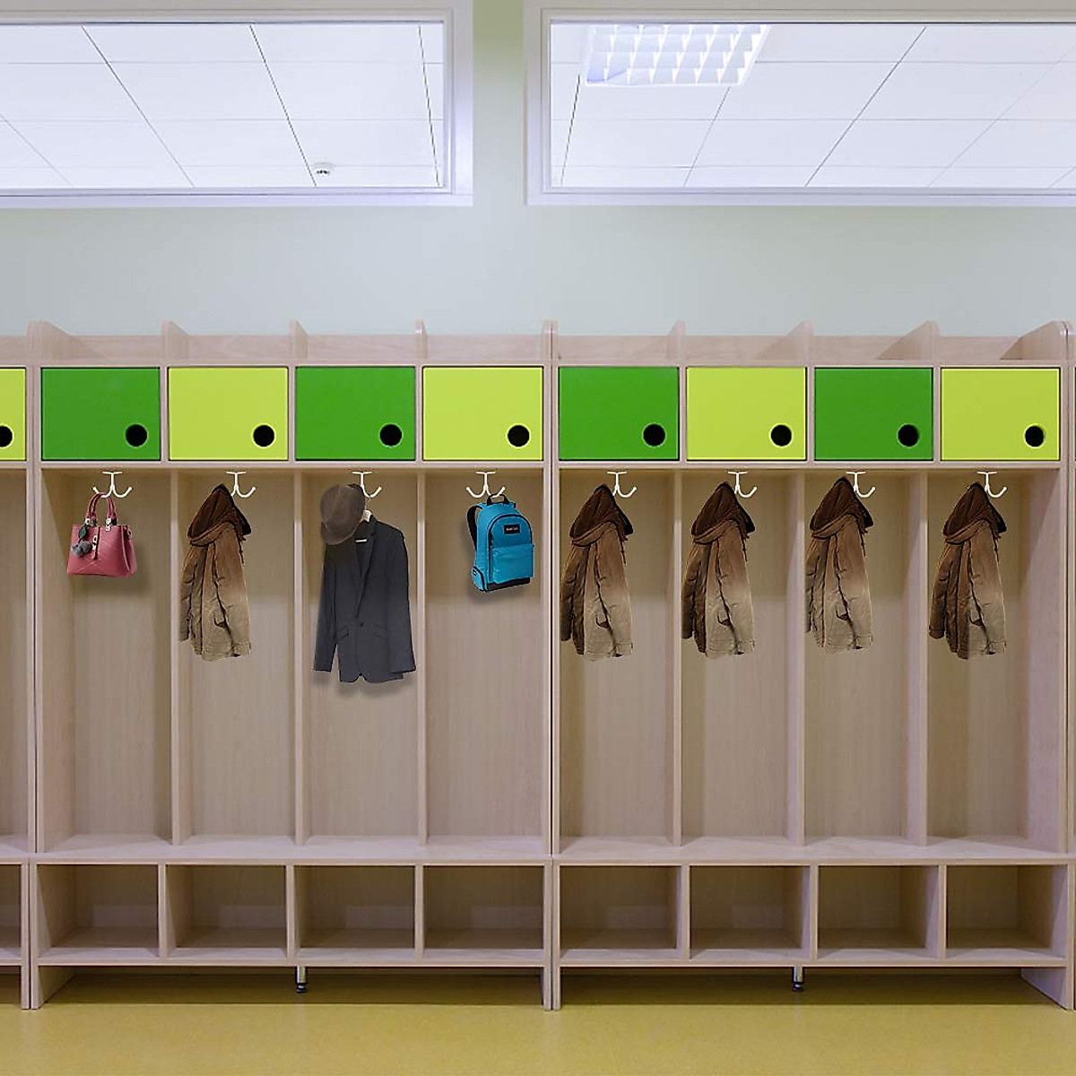 Picowe Set of 6 Double Prong Ceiling Hook Under Shelf Coat Hooks Bathroom Towel Bedroom Robe Hook for Hanging Baseball Cap, Coat, Clothes and Jewelry (White)