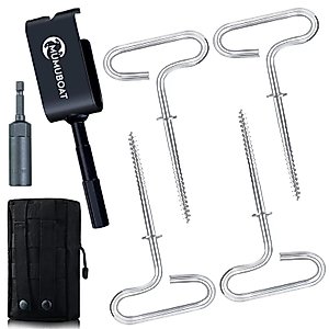 MUMUBOAT Ice Anchor Drill Adapter Kit with Storage Bag, 4pcs Ice Anchor Tool, Ice Shanty Anchors for Setting Up Ice Fishing Shelter Tent