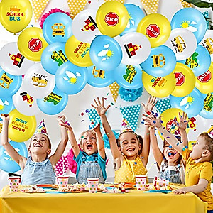40 Pieces Back To School Party Decorations Balloons Yellow School Bus Latex Balloon Welcome Back To School First Day of School Balloons For Kids Birthday School Party Supplies(School Bus Style)
