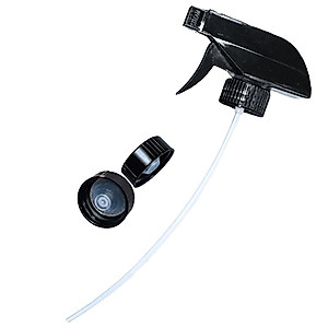 (Pack of 16) 16 oz. Amber Boston Round with Black Poly Cone Cap and 16 Black Trigger Sprayers