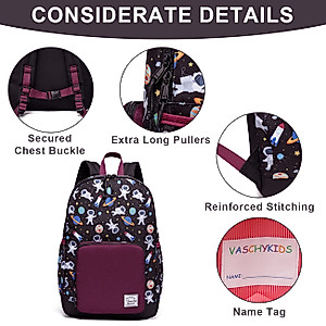 VASCHY Preschool Backpack, Cute Lightweight Water Resistant Kindergarten Backpack Bookbag for Boys and Girls Astronaut