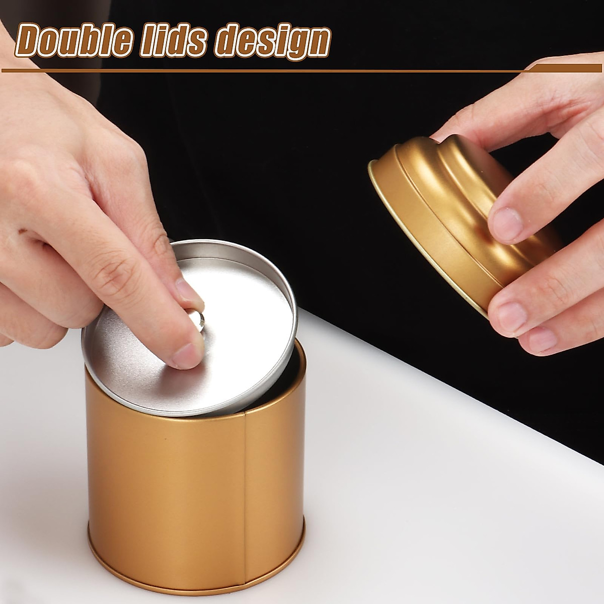 Oungy 12 PCS Small Tea Tin Canisters with Airtight Double Lids 8 OZ Loose Leaf Tea Storage Tea Containers Round Tin Can Box for Loose Tea Spices Cube Sugar