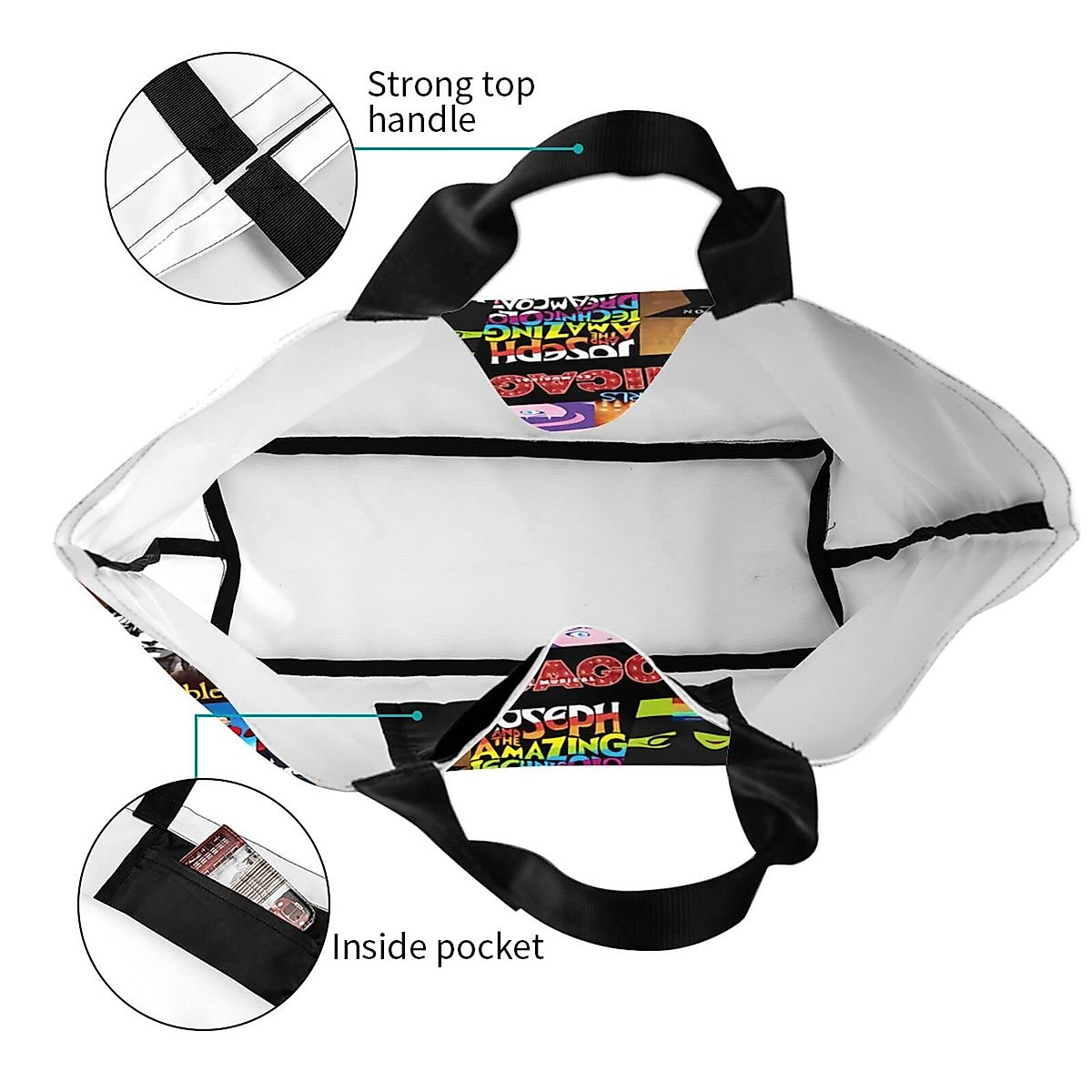 Ftuiylu Broadway Movie musical Canvas Tote Bag Women Kitchen Reusable Grocery Bags Canvas Shopping Bag Beach Bags Shoulder Bag for Outdoor