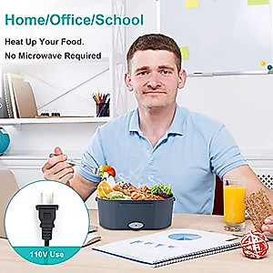 Samshow Electric Heating Lunch Box Food Heater/Warmer Portable Heated Lunch Boxes for Car truck and Home Work Adults Electric Lunch Box - Leak Proof, 1.5L Removable 304 Stainless Steel Container