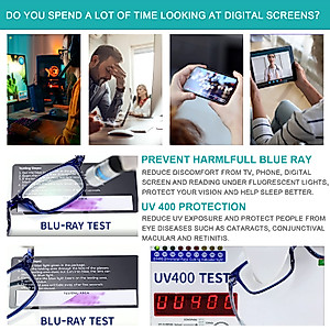 EYEURL 2 Pack Reading Glasses for Men Women - Blue Light Blocking Computer Reader 1.50 Women Lightweight TR90 Flexible Eyeglasses Anti Glare UV Ray Eyestrain