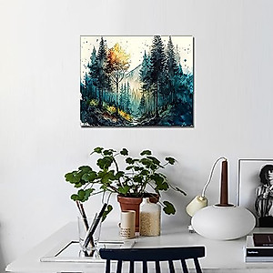 TUMOVO Paint by Number for Adults - Watercolor Forest Oil Painting for Adults Kids Paint by Number Nature Landscape Paint by Numbers DIY Acrylic Paint Number Kits Romantic Arts Craft, 16x20inch