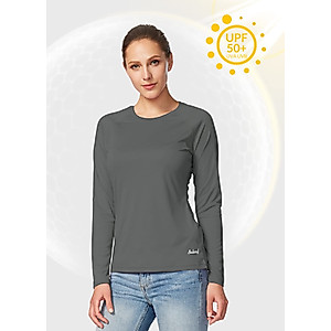 BALEAF Women's Workout Tops Long Sleeve Running Shirts Quick Dry Moisture Wicking Athletic T-Shirts for Exercise Gym Sports Yoga Charcoal Gray Size M