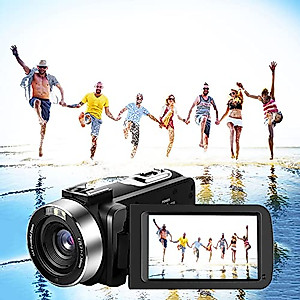 Bilukmi New 2.7k Ultra Hd Digital Camera 3.0in 270° Reversible IPS TOU-ch Screen Dv 16x Zoom Dual Smart Anti-Shake
