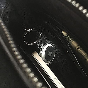 Clear Case for AirTag Keychain, Full Body Protective Cover for Apple Tracker, Secure Holder on Dog Collar, Wallet Anti Lost Finder with Loop Accessories(Black)