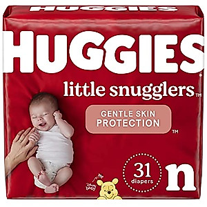 Baby Diapers Size Newborn (up to 10 lbs), 31ct, Huggies Little Snugglers
