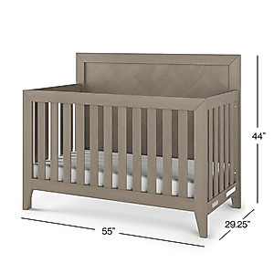 Child Craft Kieran Crib, Double Dresser and Chest Nursery Set, 3-Piece, Includes 4-in-1 Convertible Crib, Dresser and Chest, Grows with Your Baby (Crescent Gray)