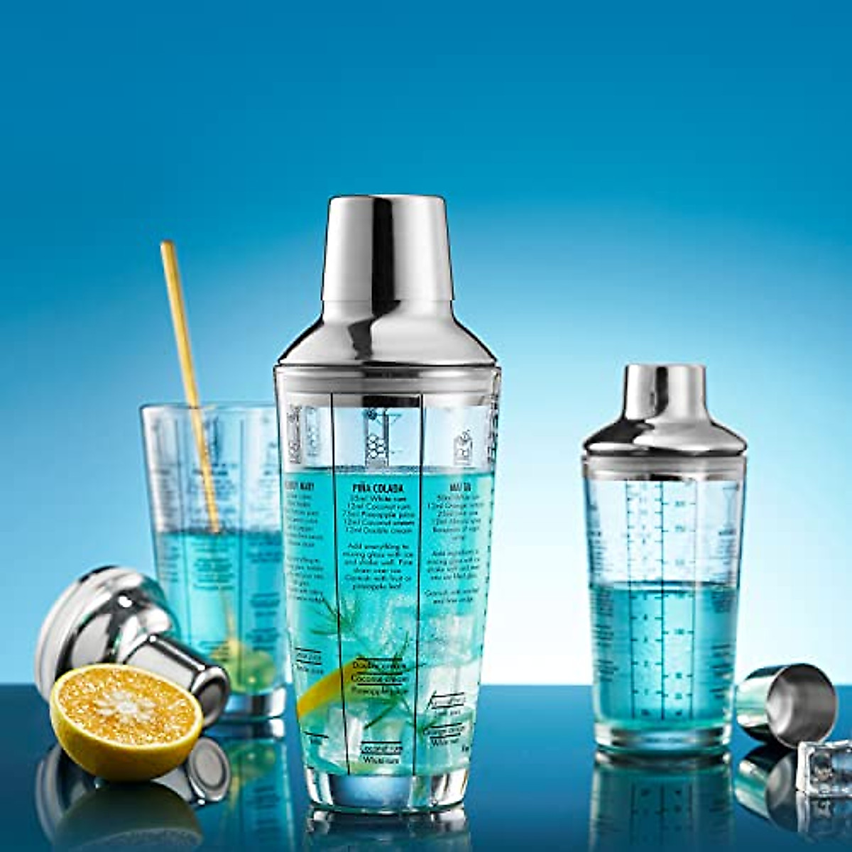 Sanlan cocktail shaker, 12oz Martini Recipes Measured Mixing Glass and Stainless Steel Top shakers bartending, Best Gift for Beginner