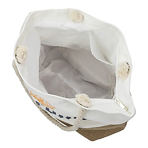 Northlight 19.25" Corona Canvas and Burlap Beach Tote Bag with Rope Handles, White