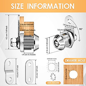10 Sets RV Storage Locks 5/8 Inch Tubular Cam Lock RV Cabinet Lock Set Cylinder Replacement Lock Hardware Storage Door Files Drawers Mailbox, Chrome Finish Zinc Alloy