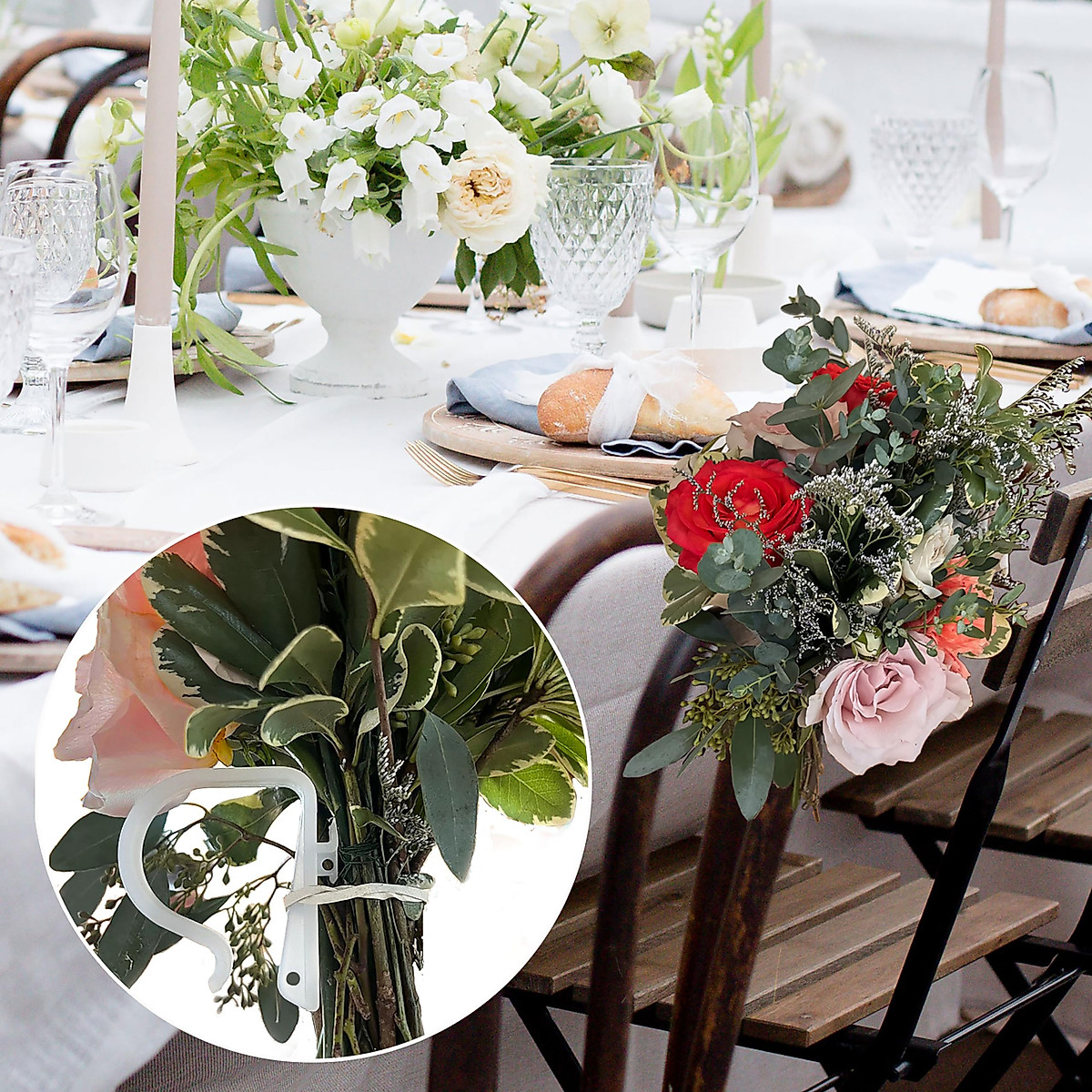 Doey's Heavy Duty Pew Clips for Weddings (12-Pack) Dependable Flexible Hook for Church Ceremony Aisle Decorations - Secure Bows, Flowers, Signs, Garland to Pew Ends, Bench Seats, Chairs (Made in USA)