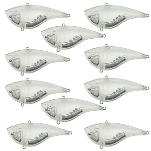 10PCS Unpainted Lure Blanks VIB 19.08g 8cm with 6mm Free Fishing Eye Crankbait Simulation Blank Body Clear Hard Baits Trout Salmon Swimming Sea Bait Topwater Freshwater Plastic Minnow Lure 6088 6mm
