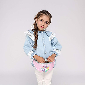 Girl’s Unicorn Fanny Pack - Cute Kids Travel Waist Bag - Crossbody Belt Bag Sport Running Camping Trip - Christmas Gift for Girls