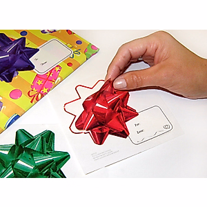 Gadjit Holiday Bow Stickers (Pack of 30 Bows)- 3D Image Stickers That Look Like Poly Bows with Tags, Bows Won't Crush Like Poly Bows, Great for Shipping Gifts