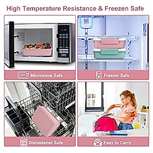 MaMix Bento Lunch Boxes for Kids, Bento Box Adult Lunch Box, 5 Compartment Lunch Box Containers for Kids Adults, Meal Prep Containers Accessories Reusable & Leakproof Pink