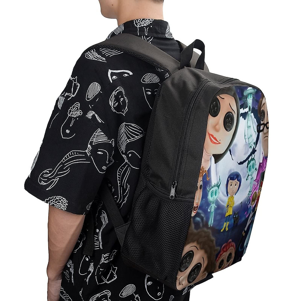 Coraline Teenagers Water Resistant Casual Backpack 3D Printed Fashion Travel Bag Schoolbag for Boys And Girls 17 Inch