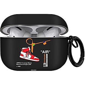 Gedicht for Airpods Pro Case Air Sports Shoes, Protective TPU Soft Cases Cover Rugged for Apple Airpod Pro with Keychain for Women Men，Black RTed
