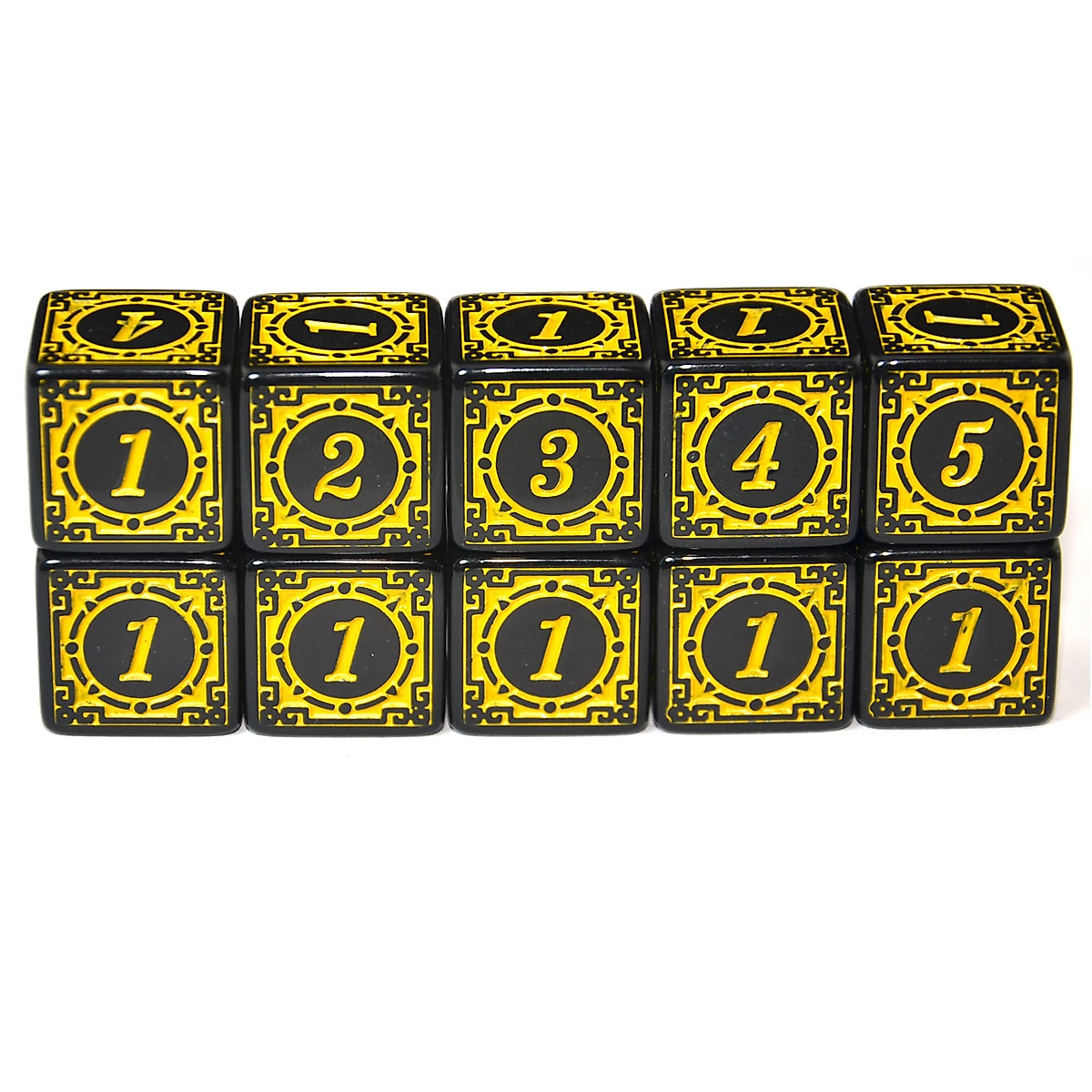 SmartDealsPro 10-Pack D6 Six Sides 16mm Dice Die for DND MTG PRG Wow Table Game Math Teaching (Yellow Letter)